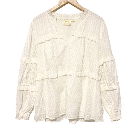 Maeve | Tops | 22 Nwt Maeve By Anthropologie White Ruffle Textured ...